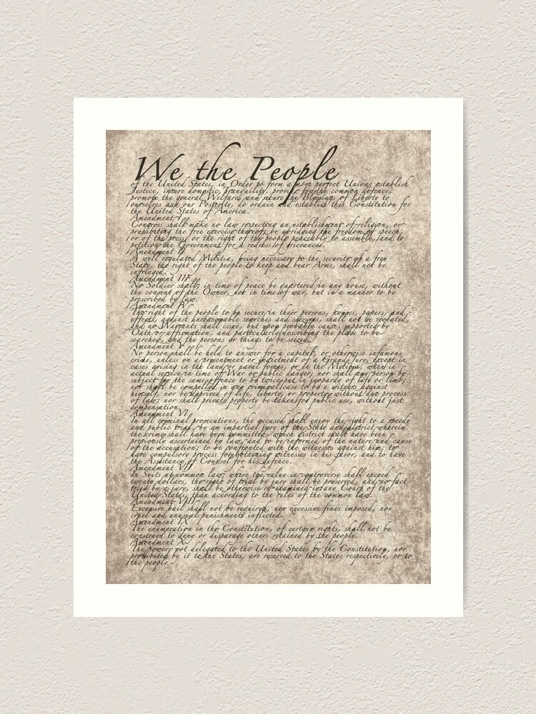 "US Constitution - United States Bill of Rights" Art Print for Sale by ...