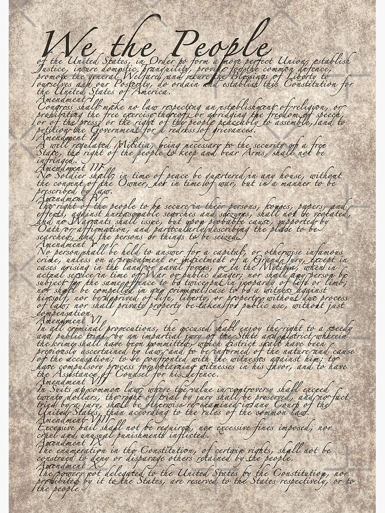 "US Constitution - United States Bill of Rights" Art Print for Sale by ...