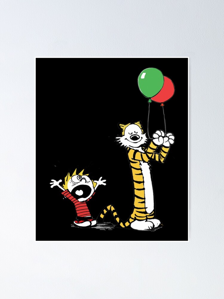 "Calvin and hobbes Birthday Party With balloons" Poster for Sale by ...