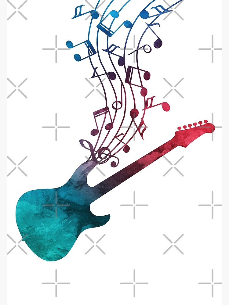 "Watercolor Electric Guitar With Music Notes" Poster for Sale by ...