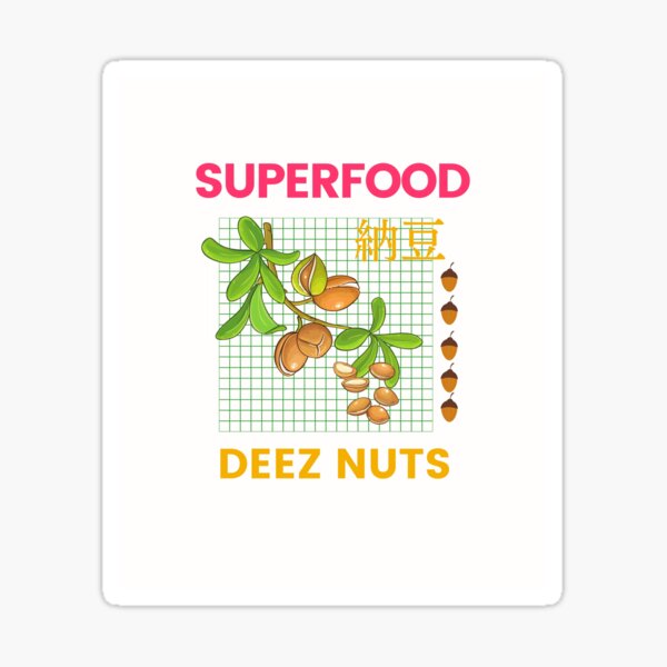 "Super Food Deez Nuts (Japanese) - Cute Typography" Sticker for Sale by ...