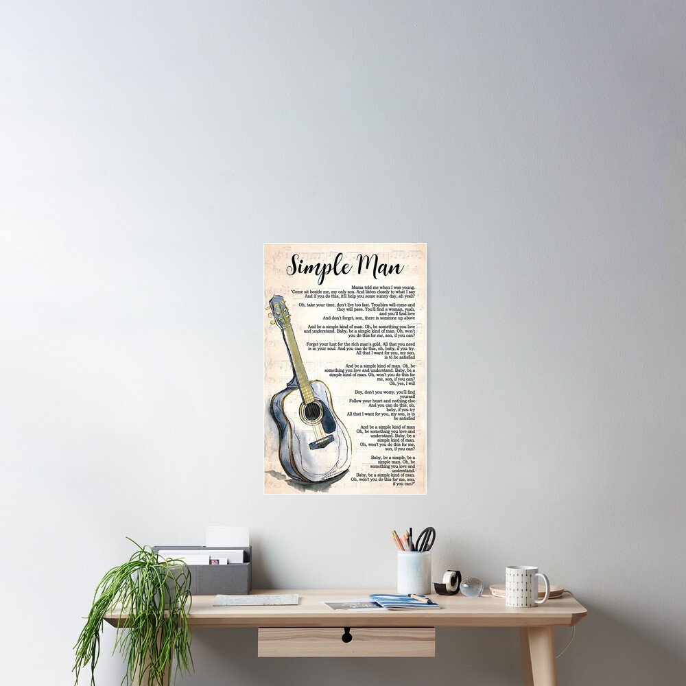 "Simple Man Lyrics Poster, Lynyrd Skynyrd Song Lyrics Poster, Song ...