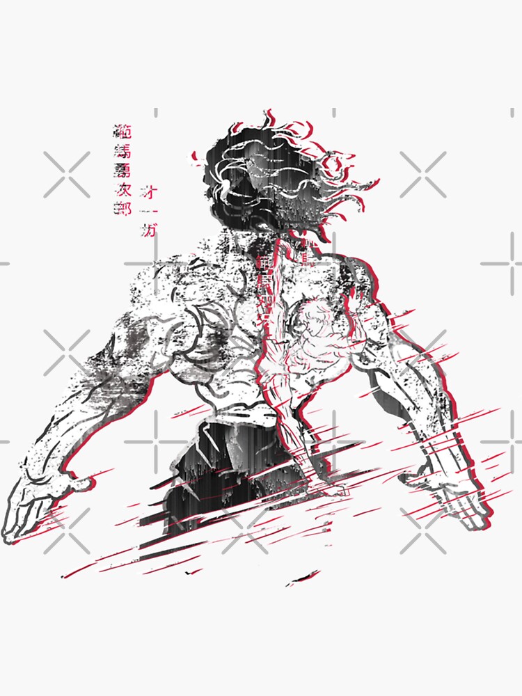 "Yujiro Hanma Legacy Wh Ver. Baki The Grappler" Sticker by JortHussein ...