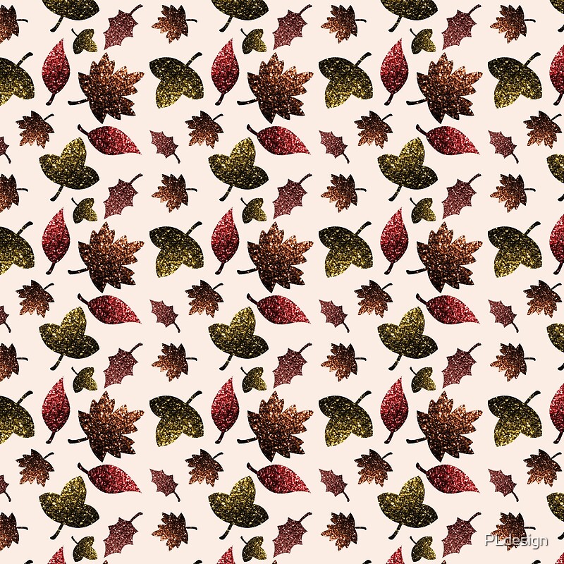 "Sparkly leaves fall autumn faux sparkles pattern" by PLdesign | Redbubble