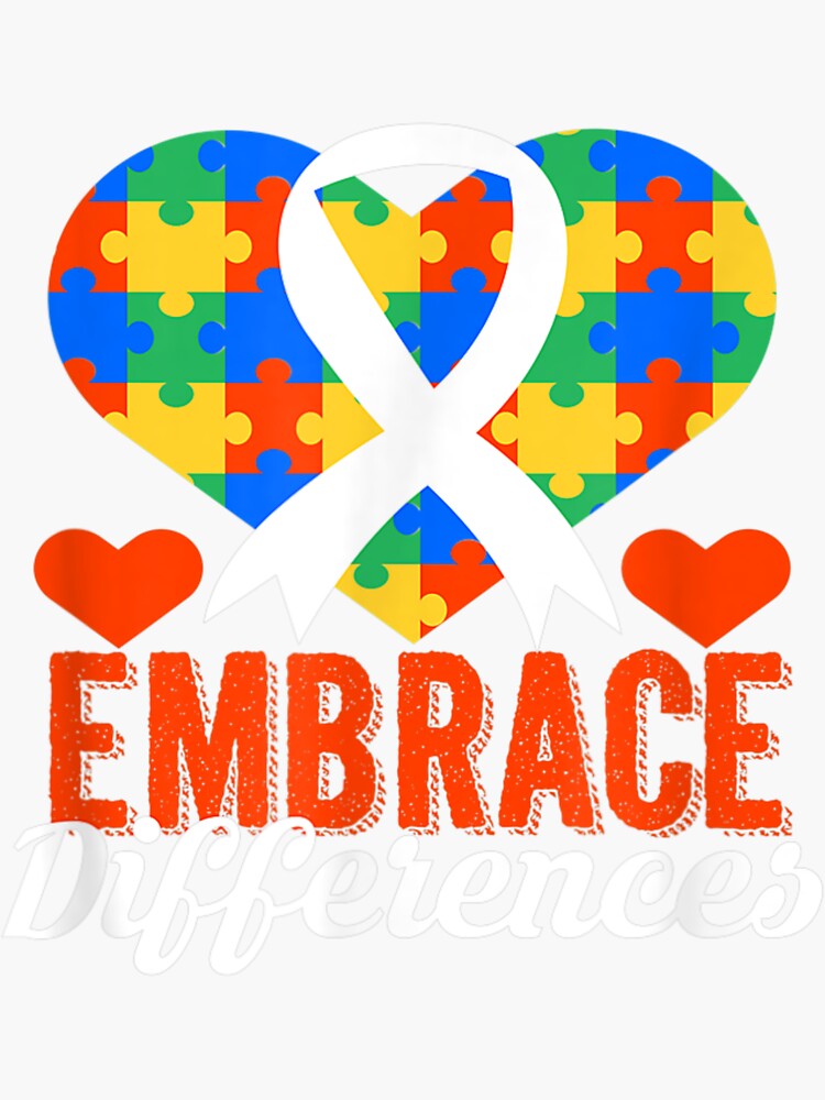 "Embrace Differences Autism Awareness Day Colorful Autism" Sticker by ...