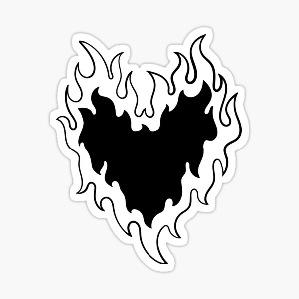 "burning heart" Sticker by nalo2 | Redbubble