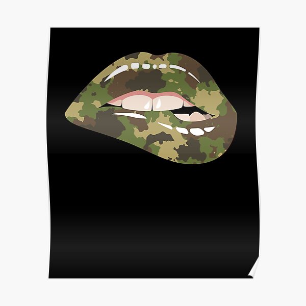 "Camouflage Lips Mouth Military Biting Camo Kissing" Poster for Sale by ...