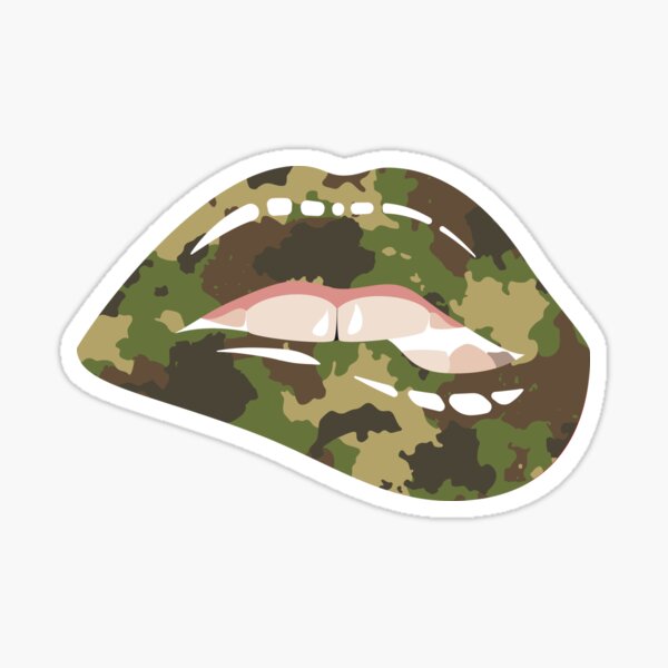 "Camouflage Lips Mouth Military Biting Camo Kissing" Sticker by Stephen ...