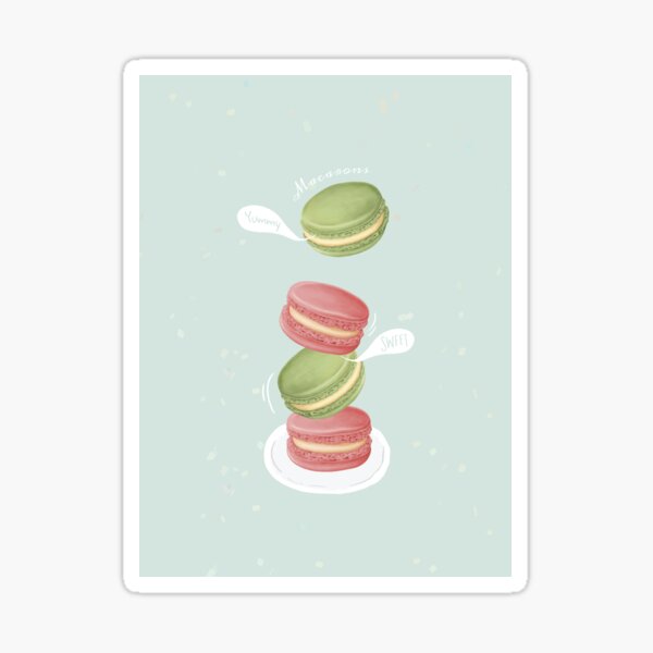"Yummy and Sweet Pink and Green Macarons" Sticker for Sale by ...