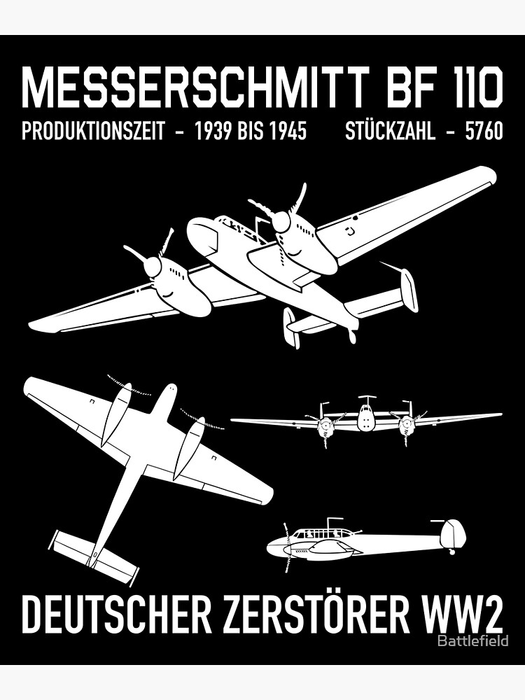 Lámina fotográfica «Messerschmitt Bf 110 Alemán WW2 Destructor Pesado ...