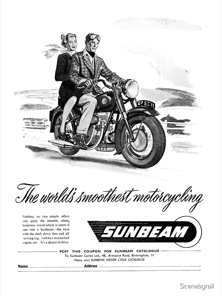 "Vintage Sunbeam classic Motorcycle advert" Sticker for Sale by ...