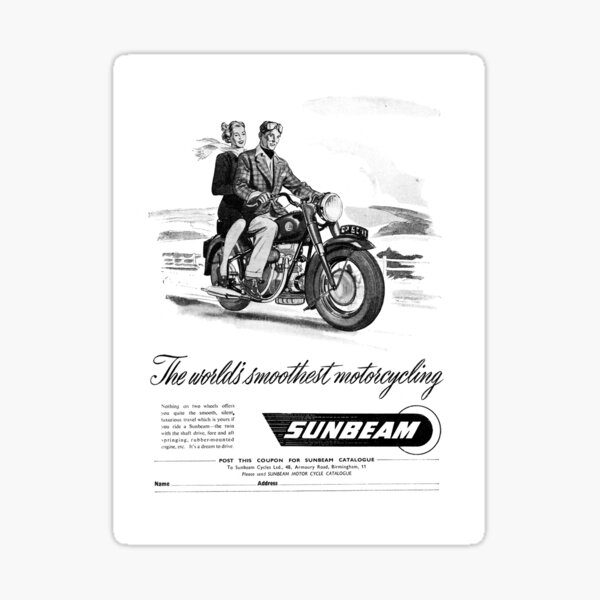 "Vintage Sunbeam classic Motorcycle advert" Sticker for Sale by ...