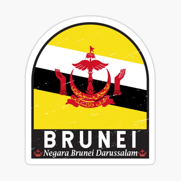 "Brunei Flag Emblem Distressed Vintage" Sticker by KrisSidDesigns ...
