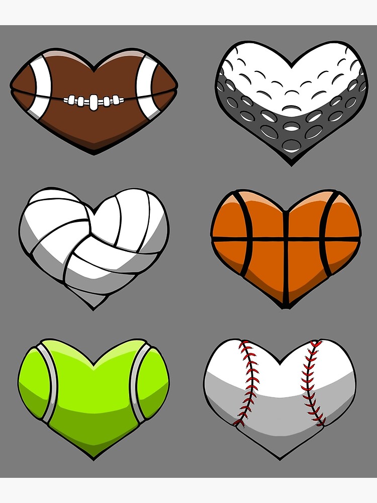 "Sports Heart Sticker Pack" Poster for Sale by RustyBucketInk | Redbubble