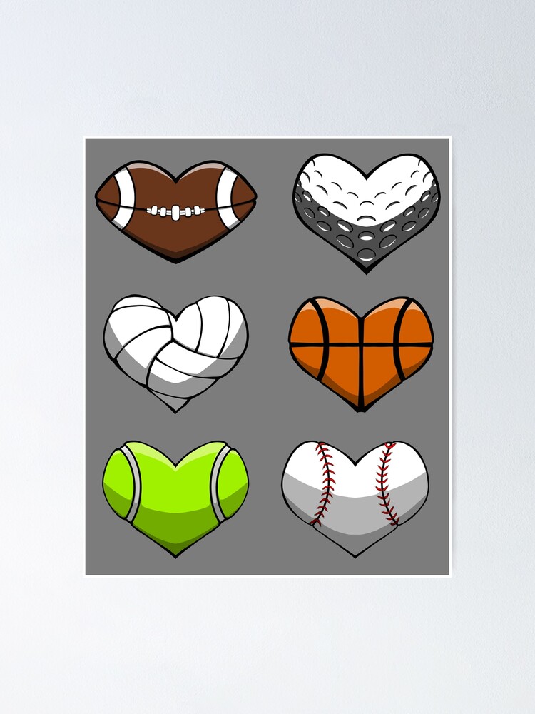 "Sports Heart Sticker Pack" Poster for Sale by RustyBucketInk | Redbubble