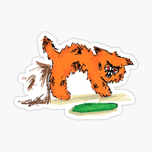 "Garfield scared from cucumber" Sticker for Sale by Tokoissick | Redbubble