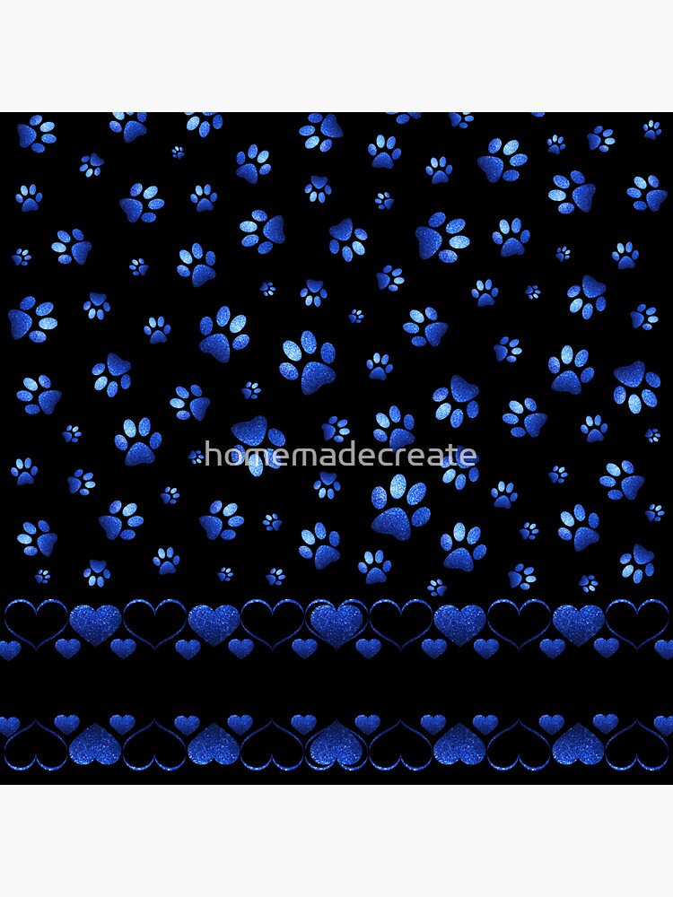 "Blue glitter dog paw pattern border hearts" Sticker for Sale by ...