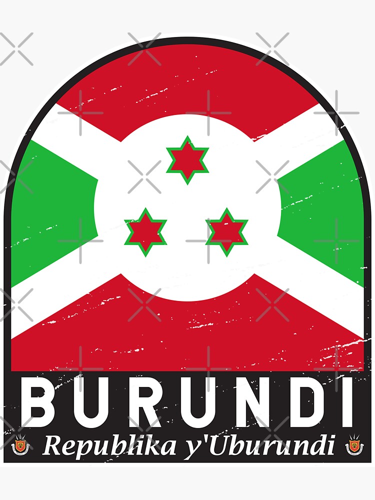 "Burundi Flag Emblem Distressed Vintage" Sticker by KrisSidDesigns ...