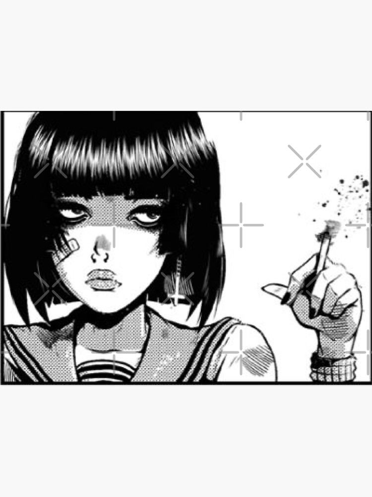 "Manga Girl Smoking " Sticker by PourElla | Redbubble