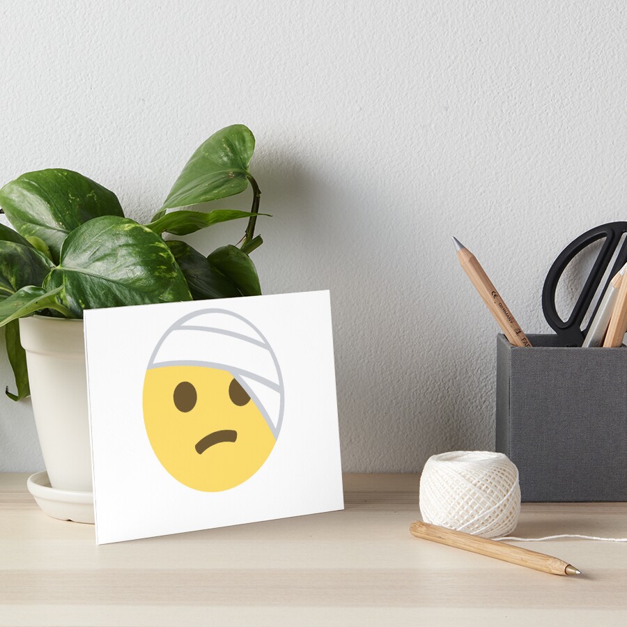 "Face with Head-Bandage Smiley Emoji" Art Board Print by KuRVeTi ...