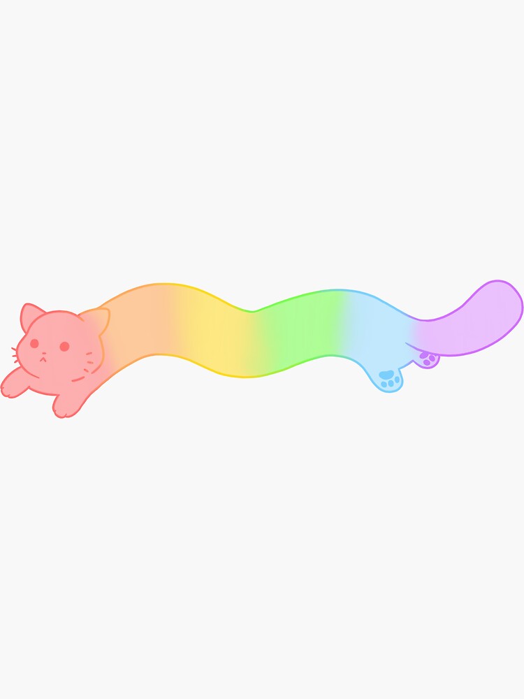 "Wiggly Rainbow Cat" Sticker by PinkBunnyFluff | Redbubble