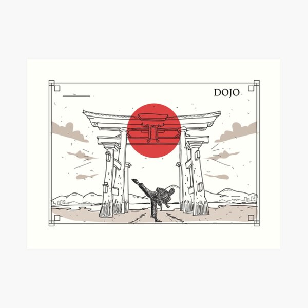 "Dojo Japanese Mixed Martial Arts Torii Gate Red Sun Temple" Art Print ...