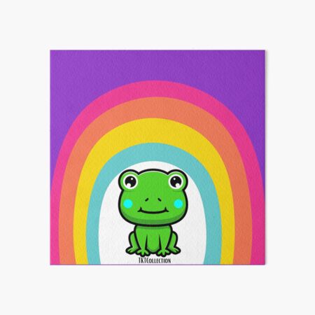 "Keppe the Adorable Frog with a Bright Rainbow." Art Board Print by ...