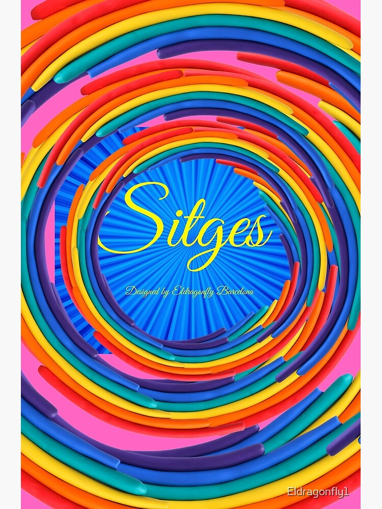 "Sitges colorful world, print designs by Eldragonfly Barcelona " Poster ...
