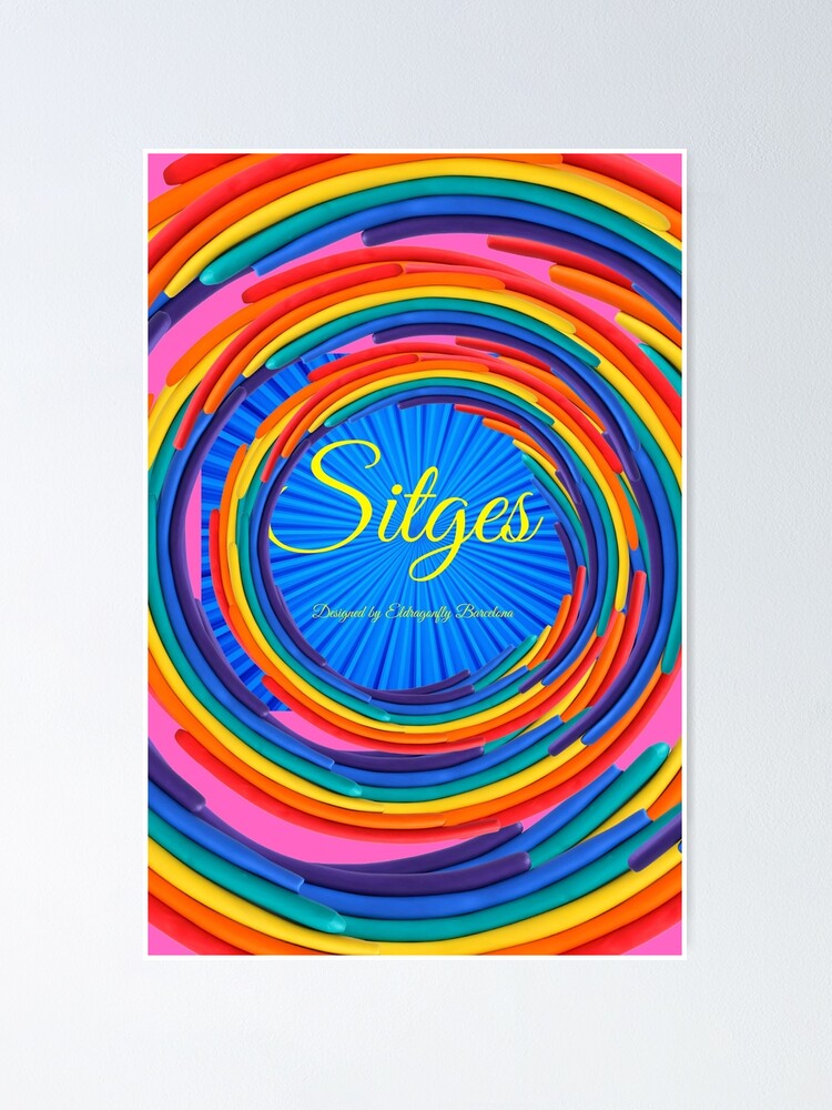 "Sitges colorful world, print designs by Eldragonfly Barcelona " Poster ...