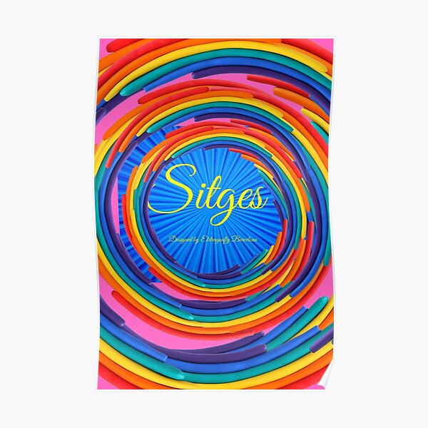 "Sitges colorful world, print designs by Eldragonfly Barcelona " Poster ...
