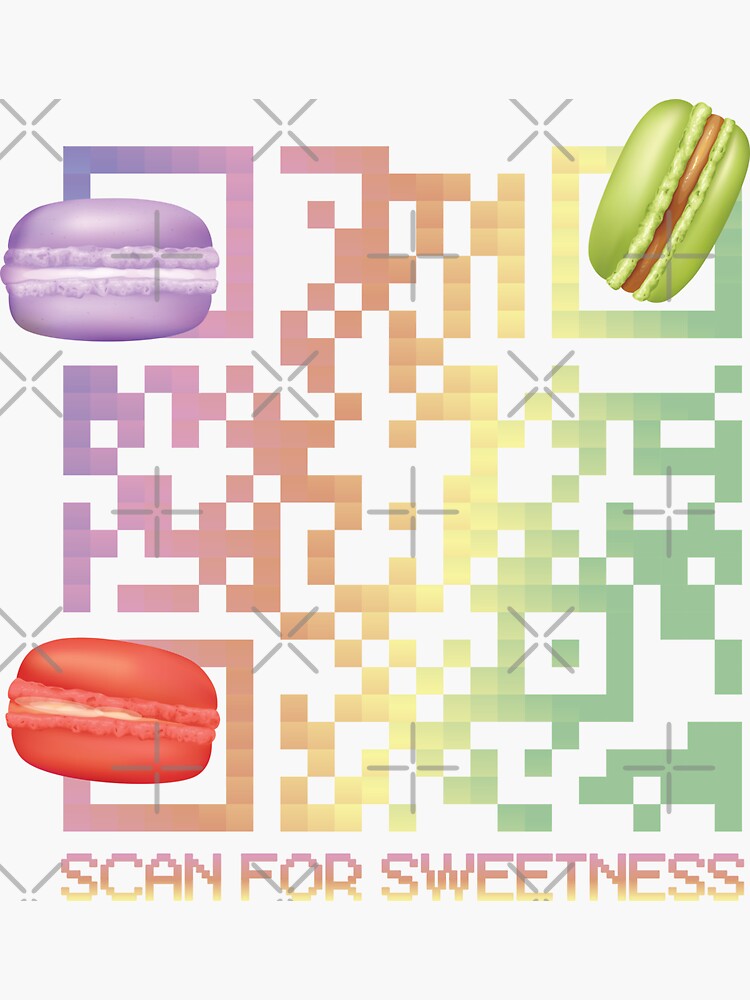 "Scan for Sweetness Macaron QR Code" Sticker by chillaxcats | Redbubble