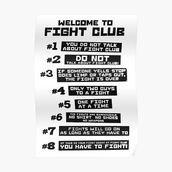 "Fight Club Rules - White Version" Poster for Sale by StylizedKon ...