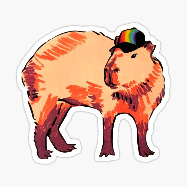 "Pride Cap Capybara" Sticker for Sale by studioemrose | Redbubble
