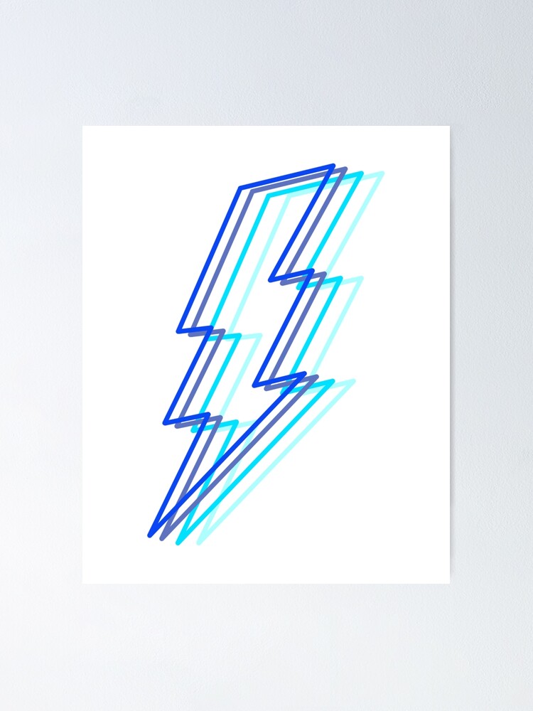 "blue layered lighting bolt" Poster for Sale by mollsdesignss | Redbubble
