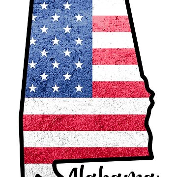 "Alabama State Outline with Patriotic USA American Flag" Poster for ...