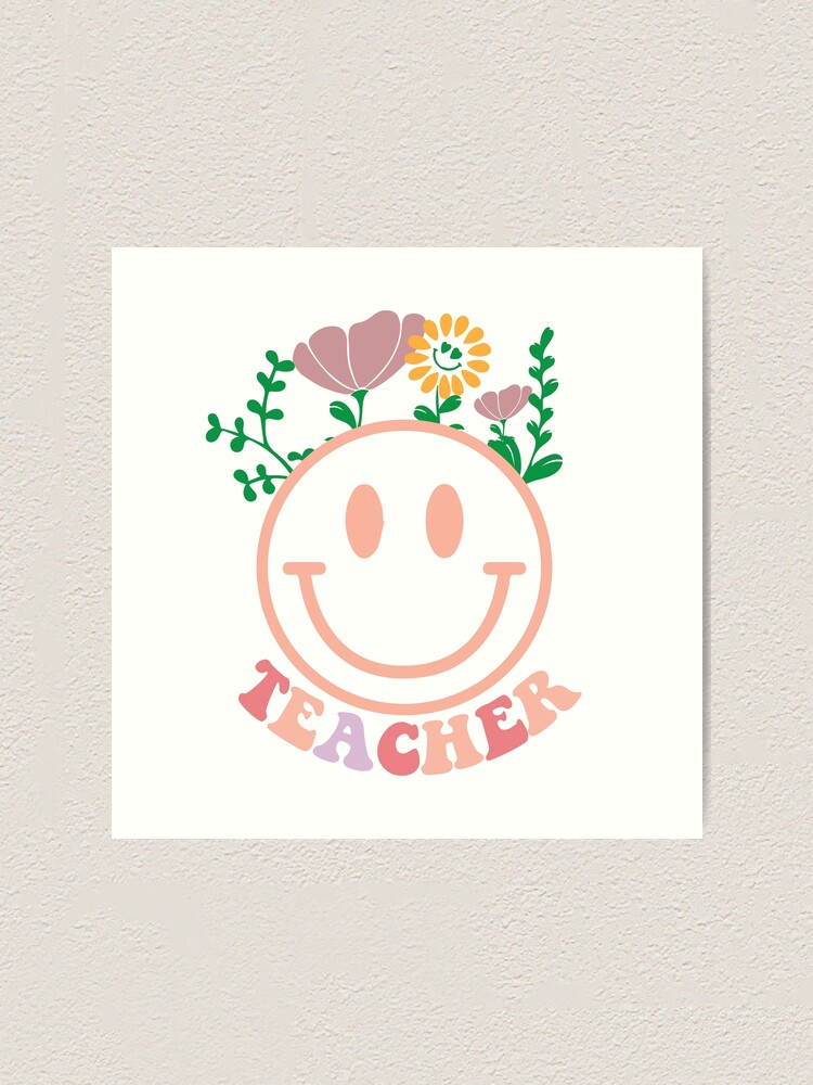 "Teacher Flower Smiley Face" Art Print for Sale by customsbykate ...