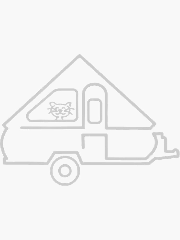 "Cat Aliner Aframe Trailer Happy Camper Cat" Sticker by kuntingling93 ...