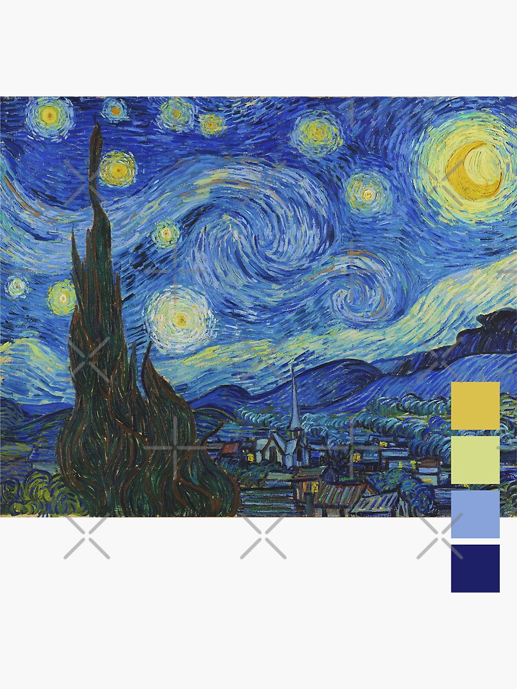 "Starry Night Color Palette" Sticker for Sale by Shiylavie | Redbubble