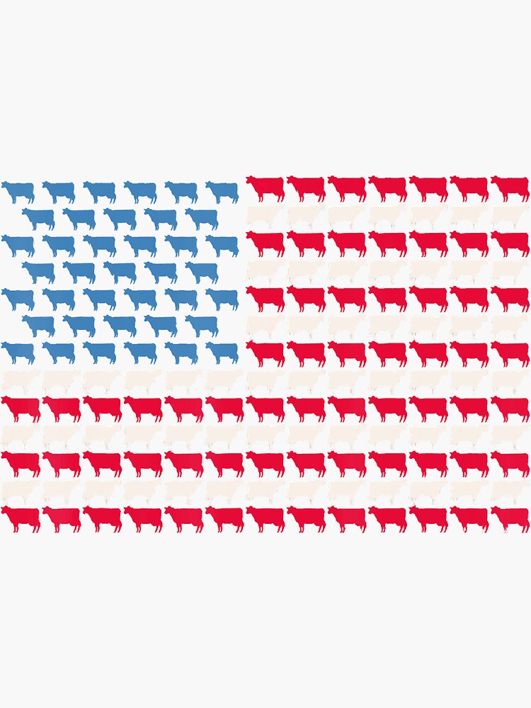 "Cow American Flag Heifer US 4th Of July Farm Cattle USA Gift" Sticker ...