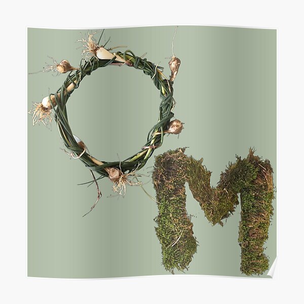 "Om, Omm, Ommm, Meditation phrase formed with onion grass and moss ...