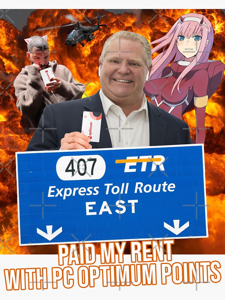 "Doug Ford Satire Graphic - PC Optimum" Sticker for Sale by ...