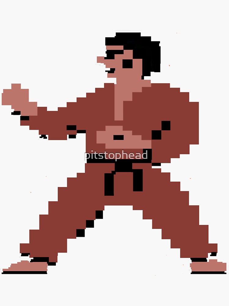 "Red Karate Man Pixel Design" Sticker by pitstophead | Redbubble