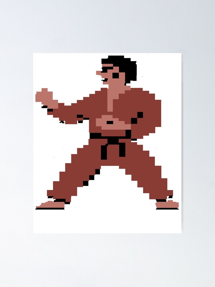 "Red Karate Man Pixel Design" Poster for Sale by pitstophead | Redbubble