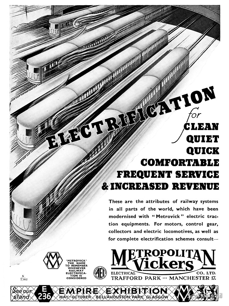 "Vintage Metropolitan Vickers Railway Advert 1938" Poster for Sale by ...