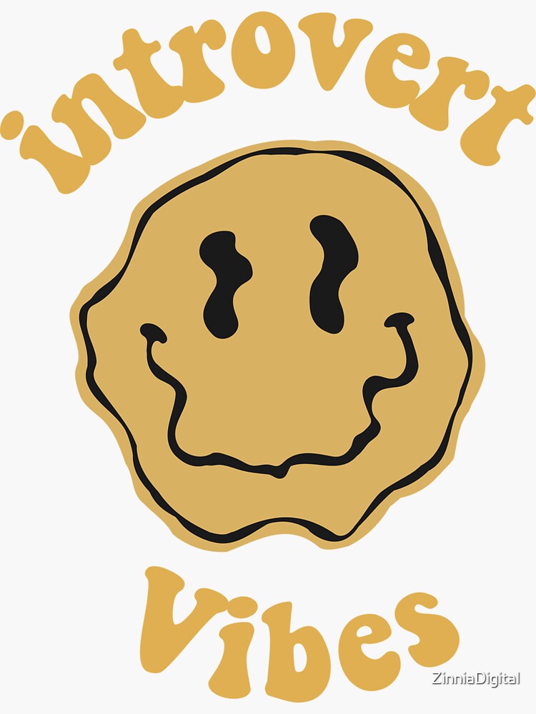 "Hippie letters introvert vibes with smiley face" Sticker by ...