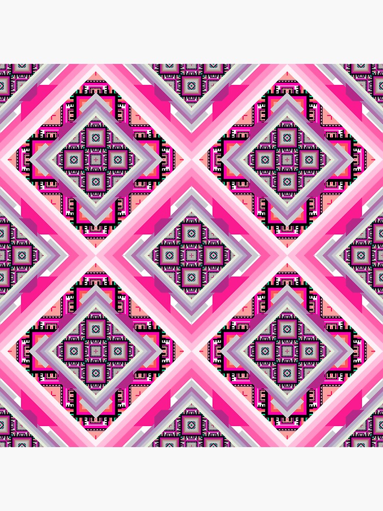 "Pink and Violet Square Dimension in Seamless Pattern" Sticker by ...