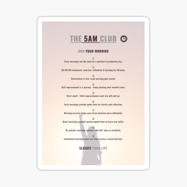 "The 5 Am Club Summary Sunset" Sticker for Sale by hiunlimit | Redbubble