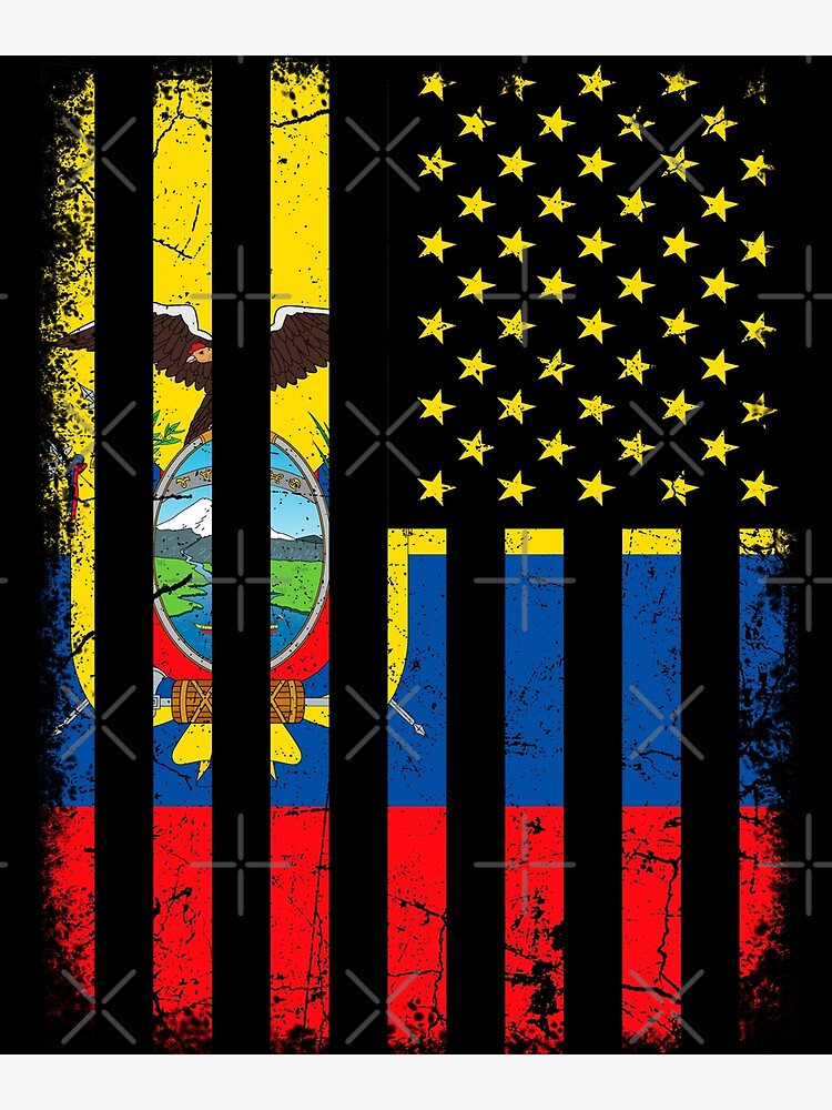 "Ecuadorian American Flag Ecuadorian Roots Ecuador America" Poster by ...