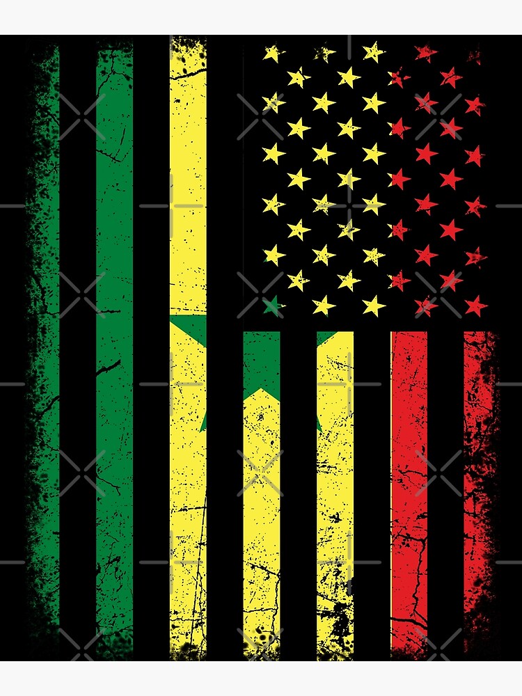 "Senegalese American Flag Senegalese Roots Senegal America" Art Print ...