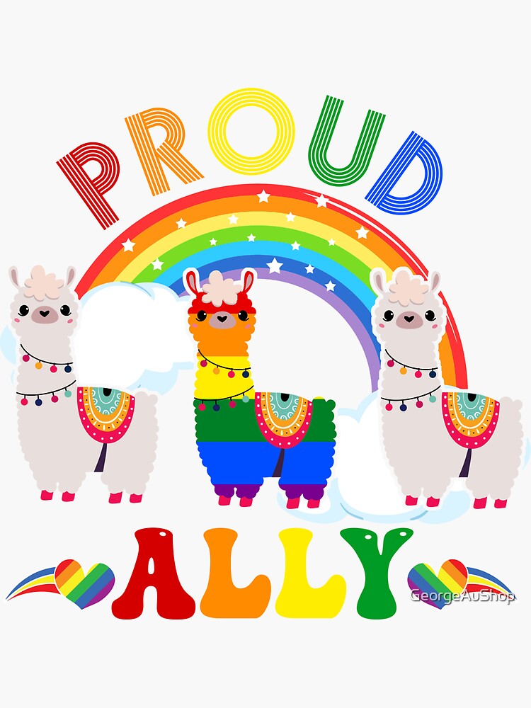 "Proud Ally Cool Cute LGBTQ Pride LGBT Gay Rainbow Flag Three Dabbing ...